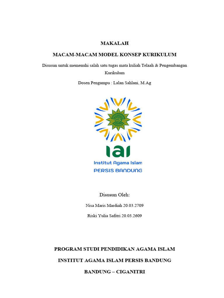 Kel 3 Macam-Macam Model Konsep Kurikulum | PDF