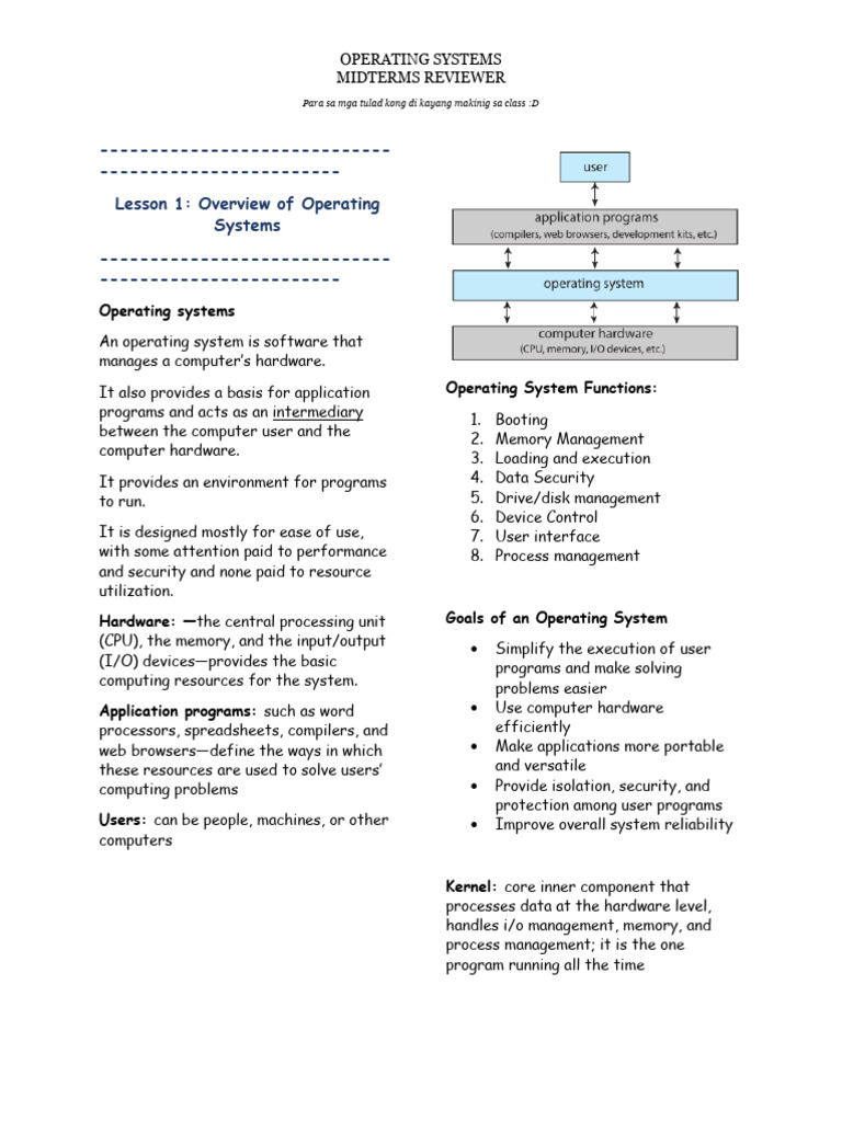 OS Midterms Reviewer | PDF | Thread (Computing) | Process (Computing)