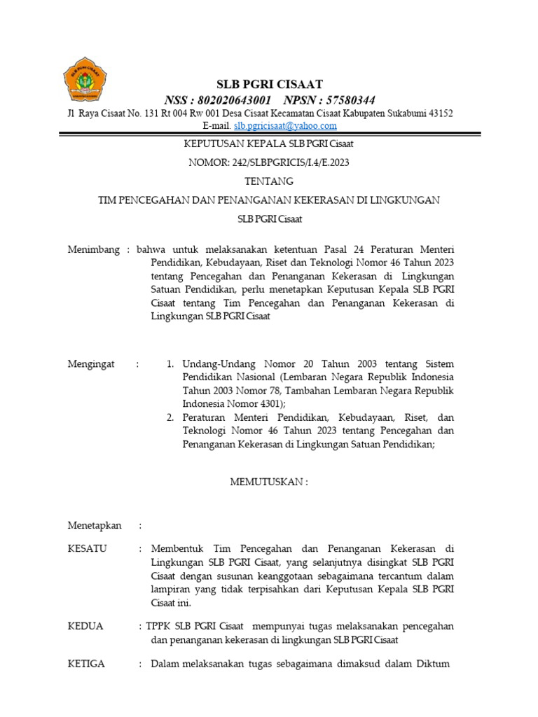 Contoh SK TPPK | PDF