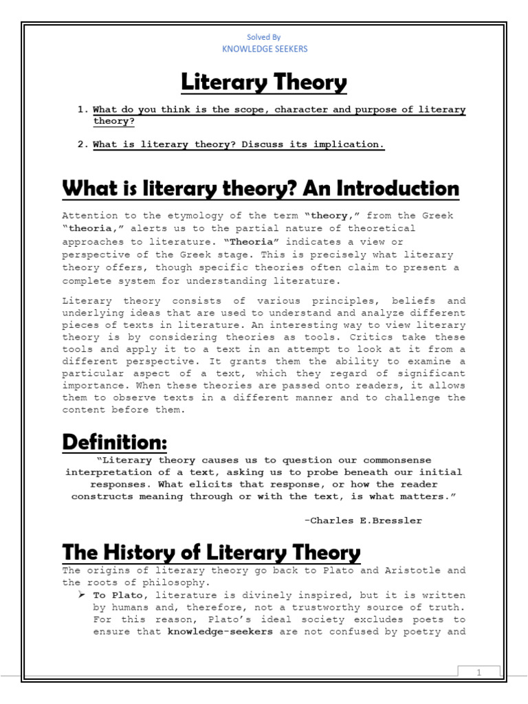 Literary Theory | Download Free PDF | Theory | Literary Theory