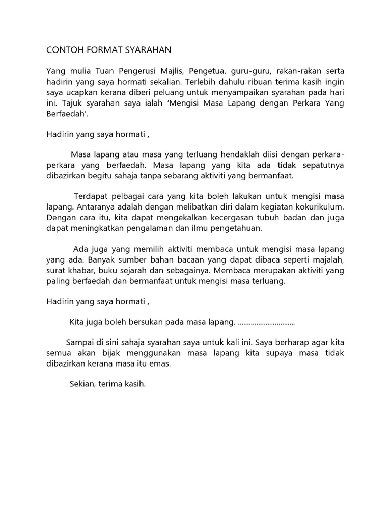 Contoh Karangan Berformat | PDF