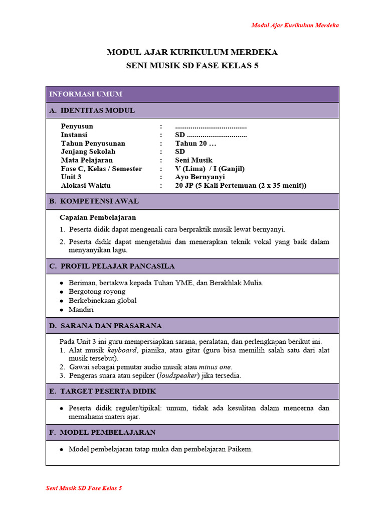 Modul Ajar Unit 3 | PDF