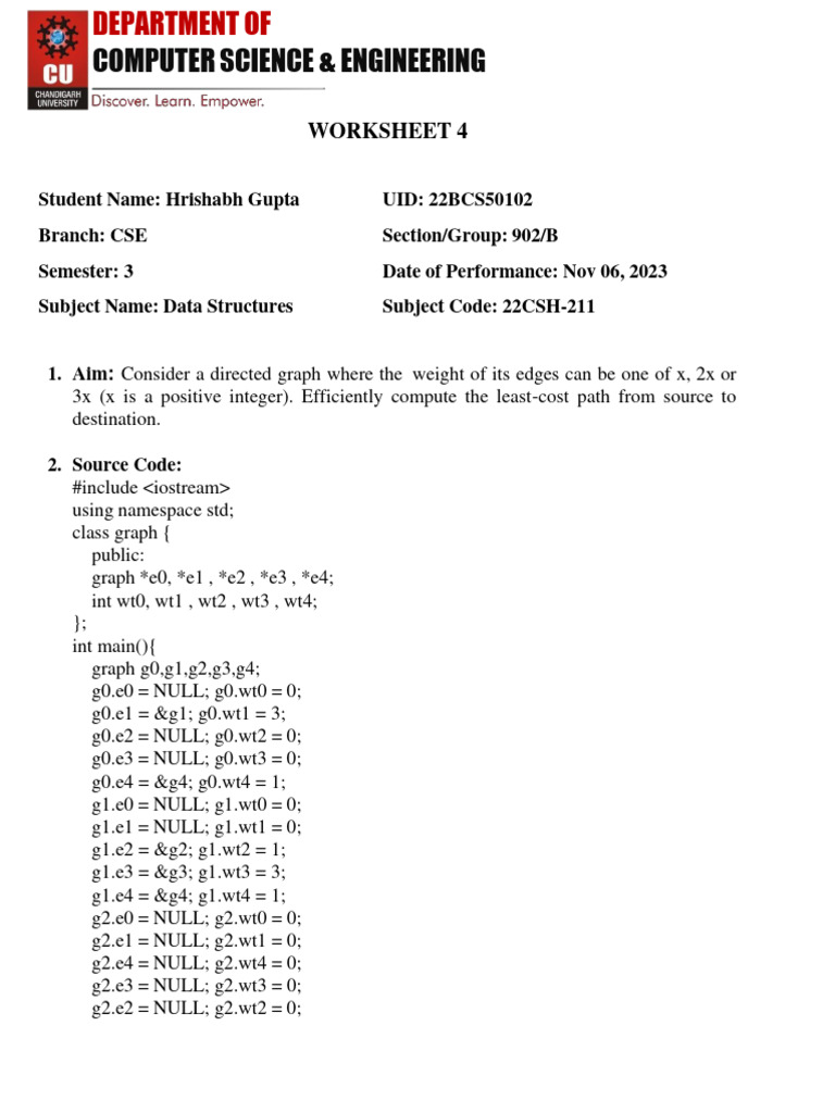 Gaurav DS Worksheet 4 | Download Free PDF | Mathematical Concepts | Computer Science