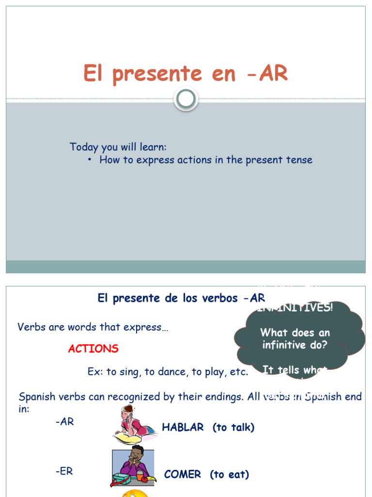 Ar Present Tense | PDF | Grammatical Conjugation | Verb