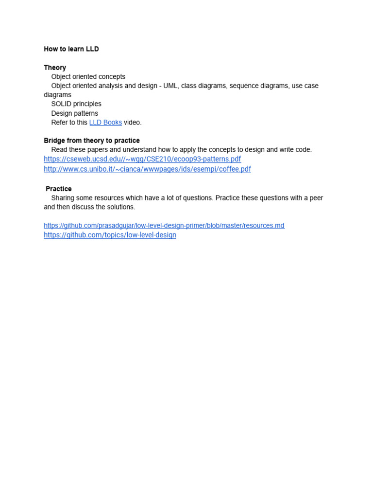 How To Learn LLD | PDF