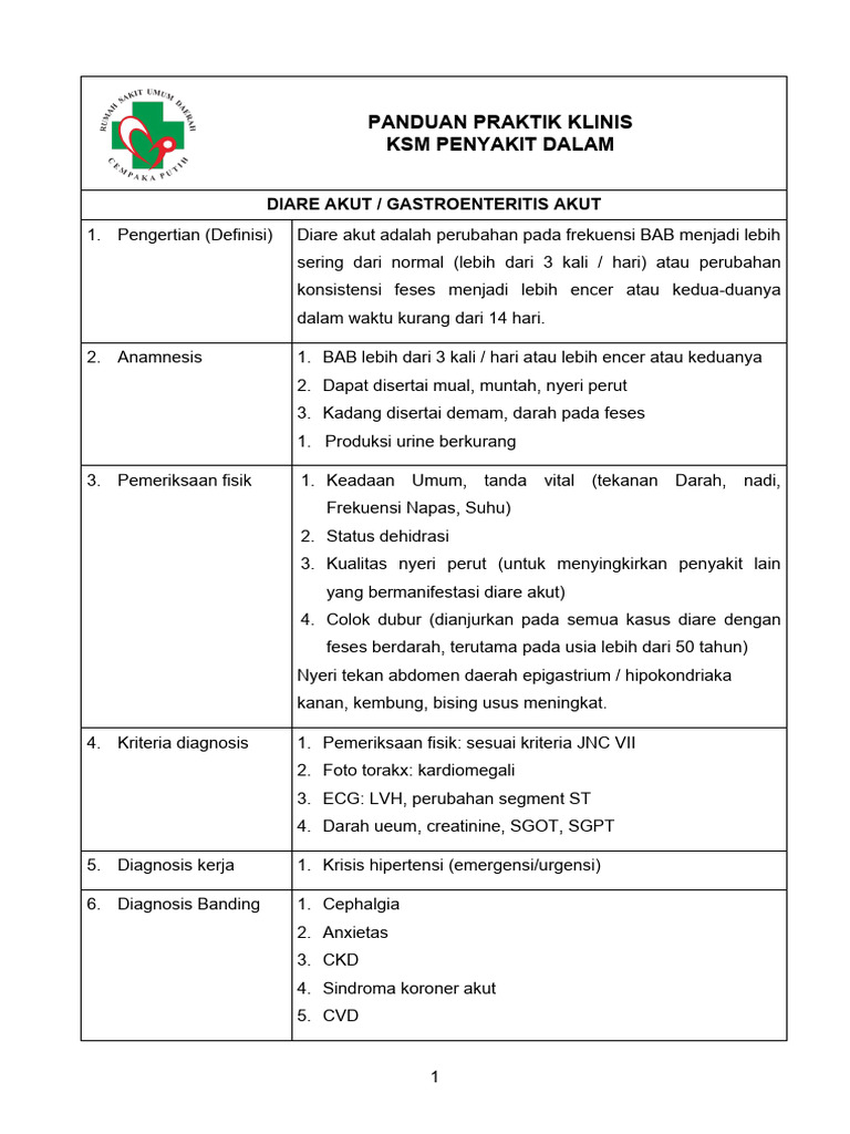 PPK Ipd Diare Akut | PDF