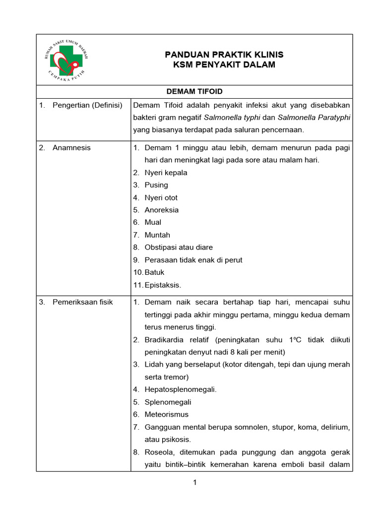 PPK Ipd Demam Tifoid | PDF