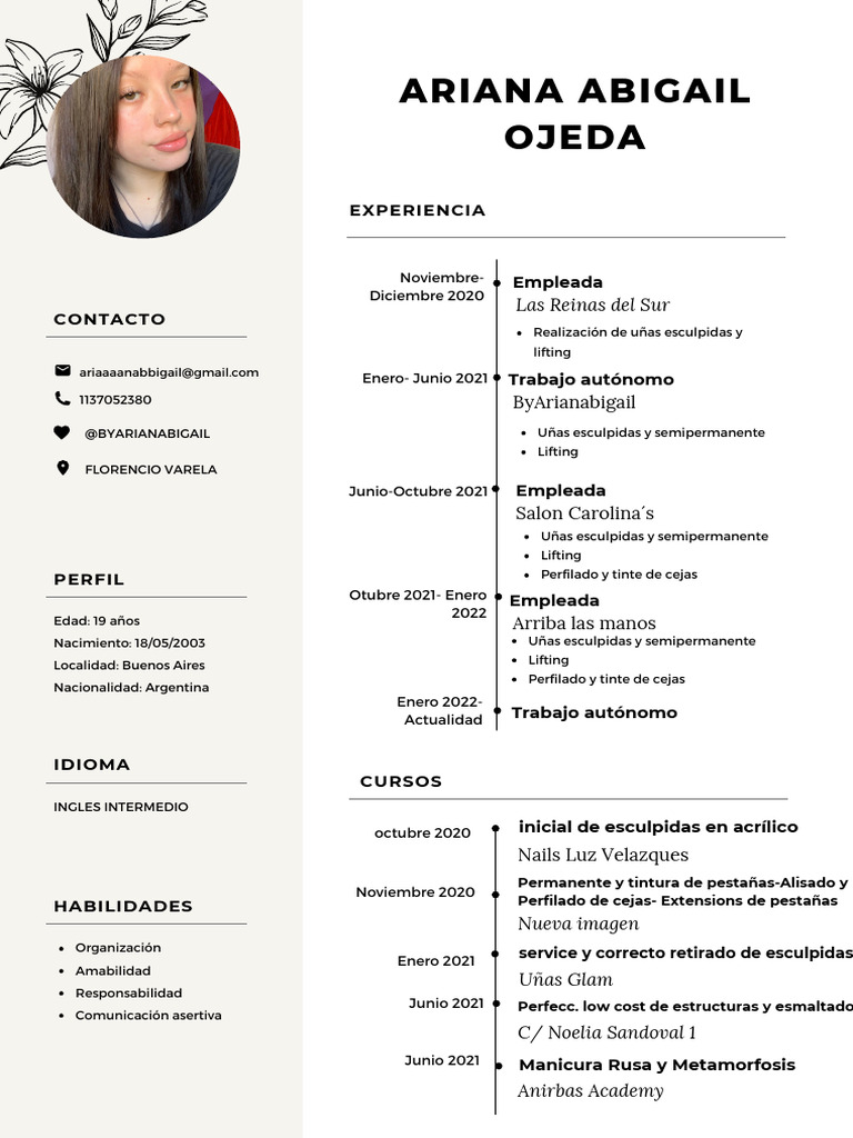 Cv. Ariana Abigail Ojeda | PDF | Sistema tegumentario | Belleza
