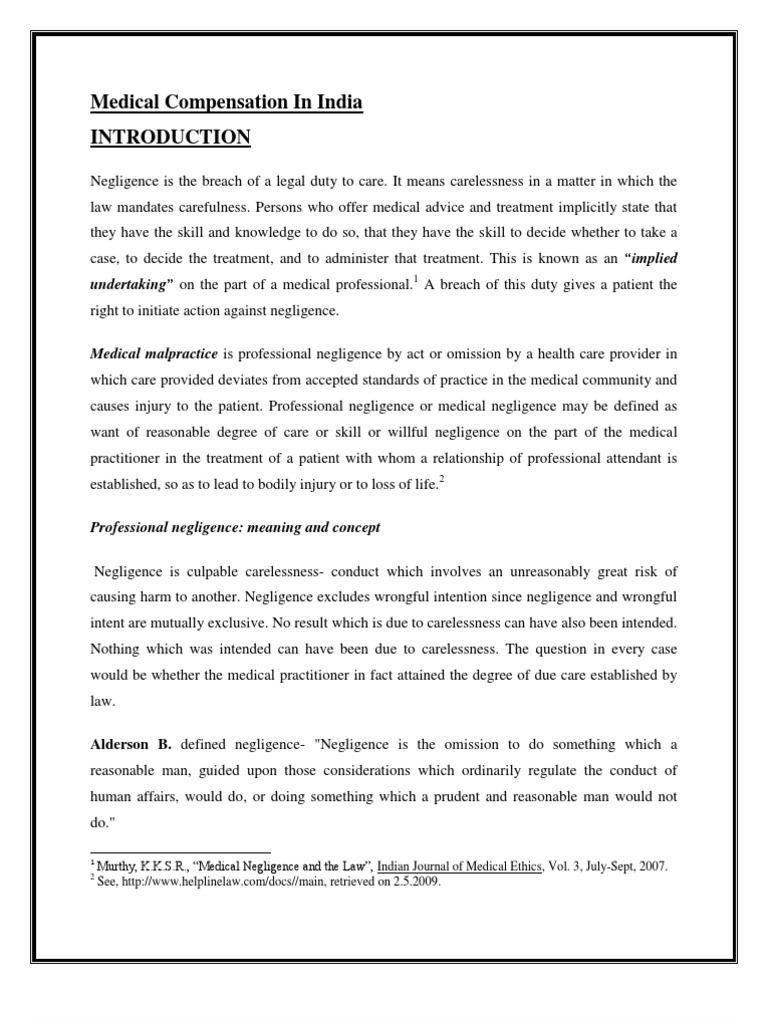 Medical Compensation in India | PDF | Negligence | Medical Malpractice ...