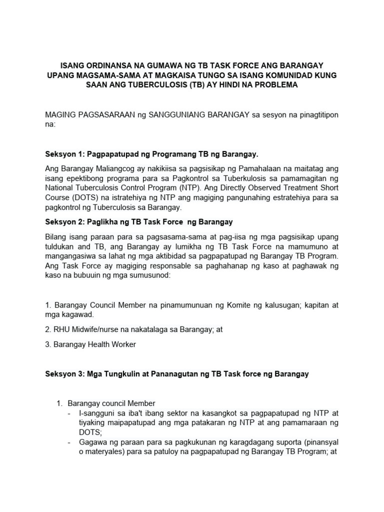 TB Task Force Tagalog | PDF