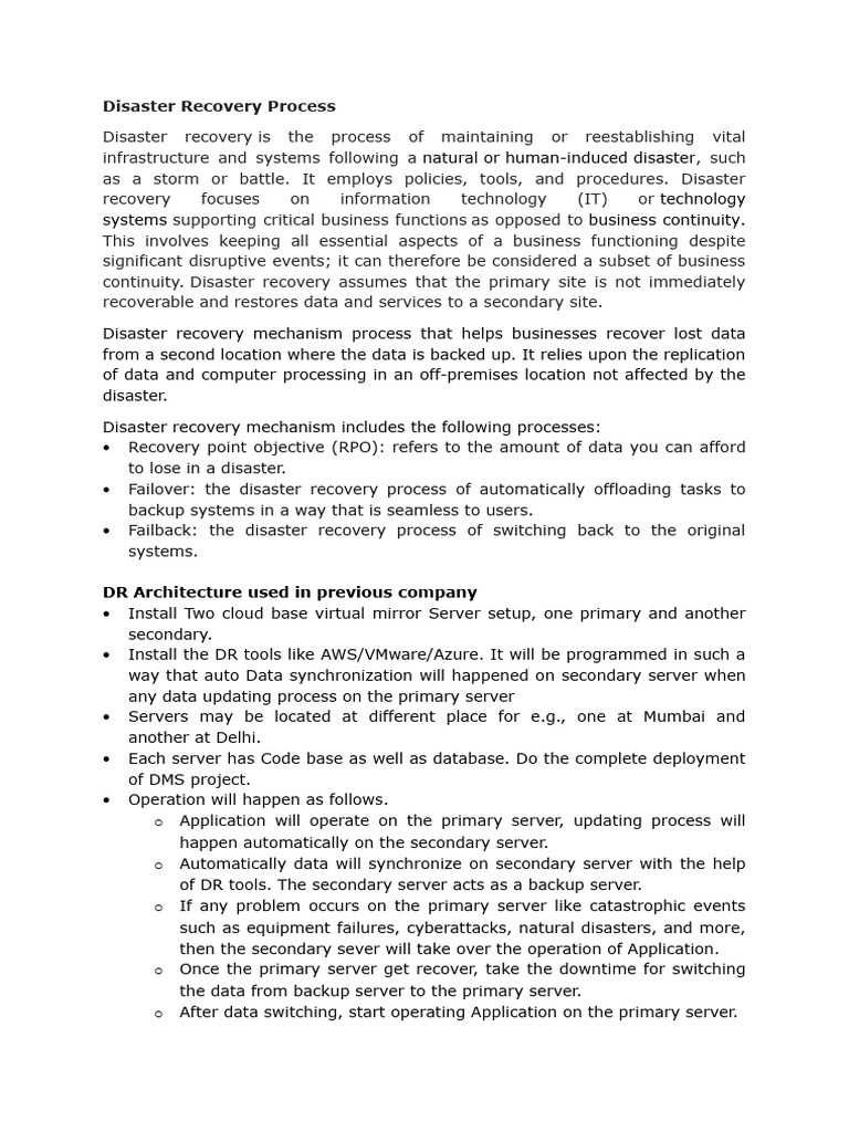 Disaster Recovery - Org | PDF | Disaster Recovery | Data