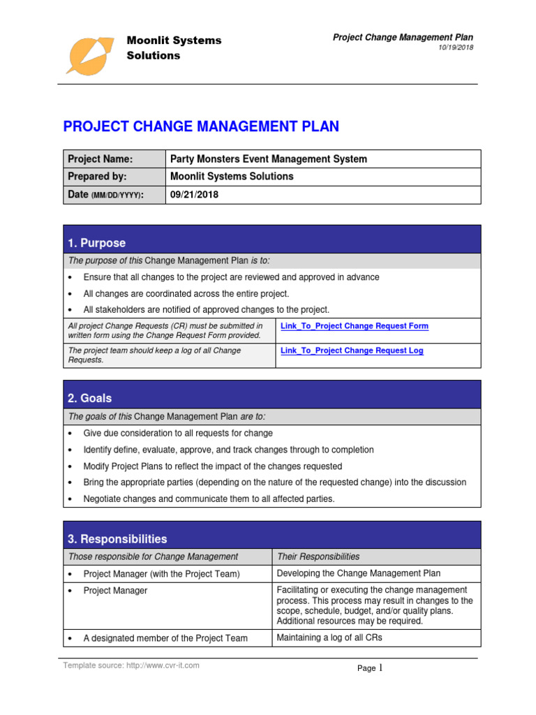 Integration Change Management Plan | PDF | Version Control | Computing