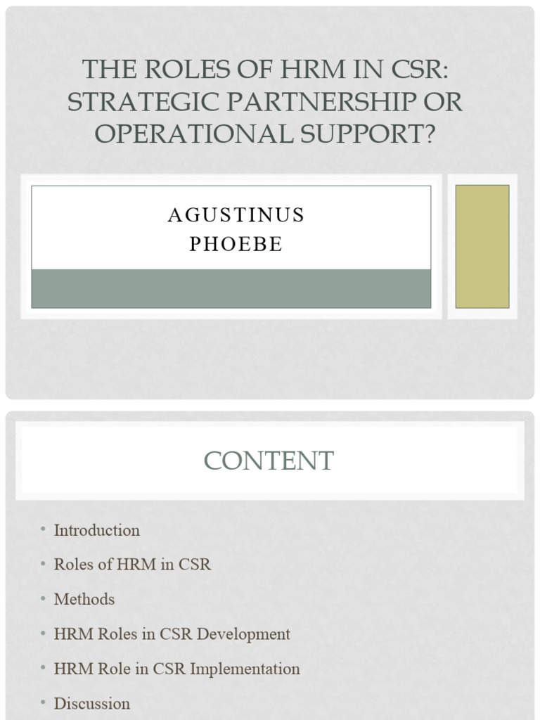 The Roles of HRM in CSR | PDF | Corporate Social Responsibility | Human ...