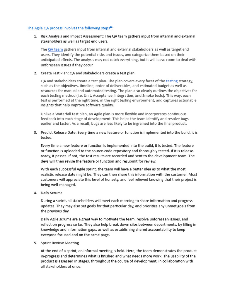 The Qa Process Pdf Agile Software Development Scrum Software Development