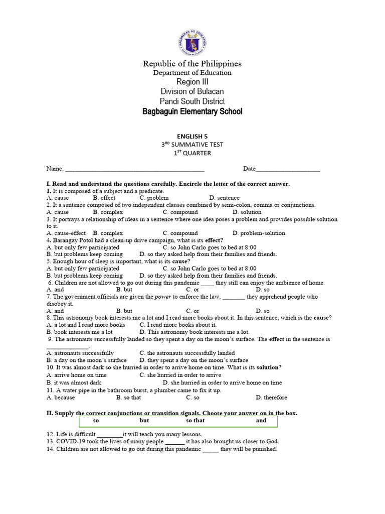 Eng-St3 Q1 | PDF | Sentence (Linguistics) | Grammar