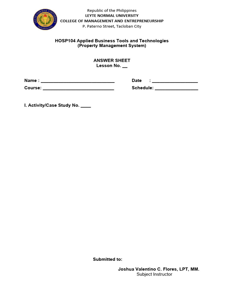 Answer Sheet Template | PDF