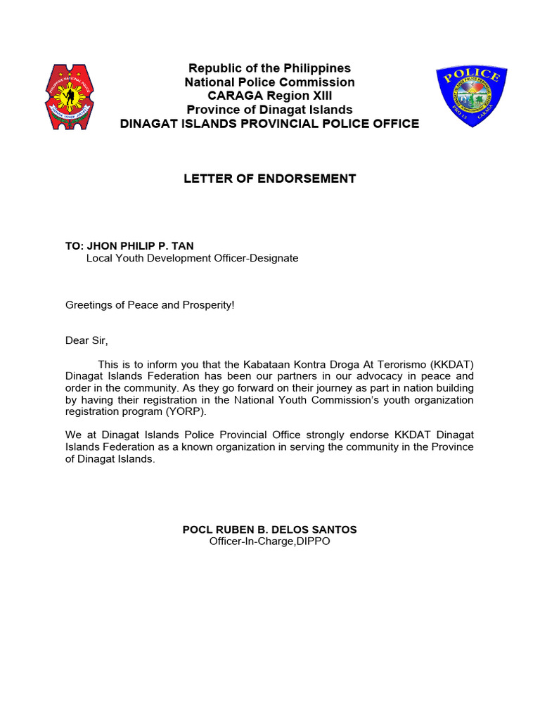 Letter of Endorsement AMOA NI GIKAN | PDF