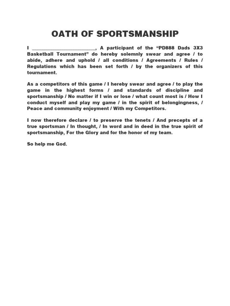 Oath of Sportsmanship | PDF