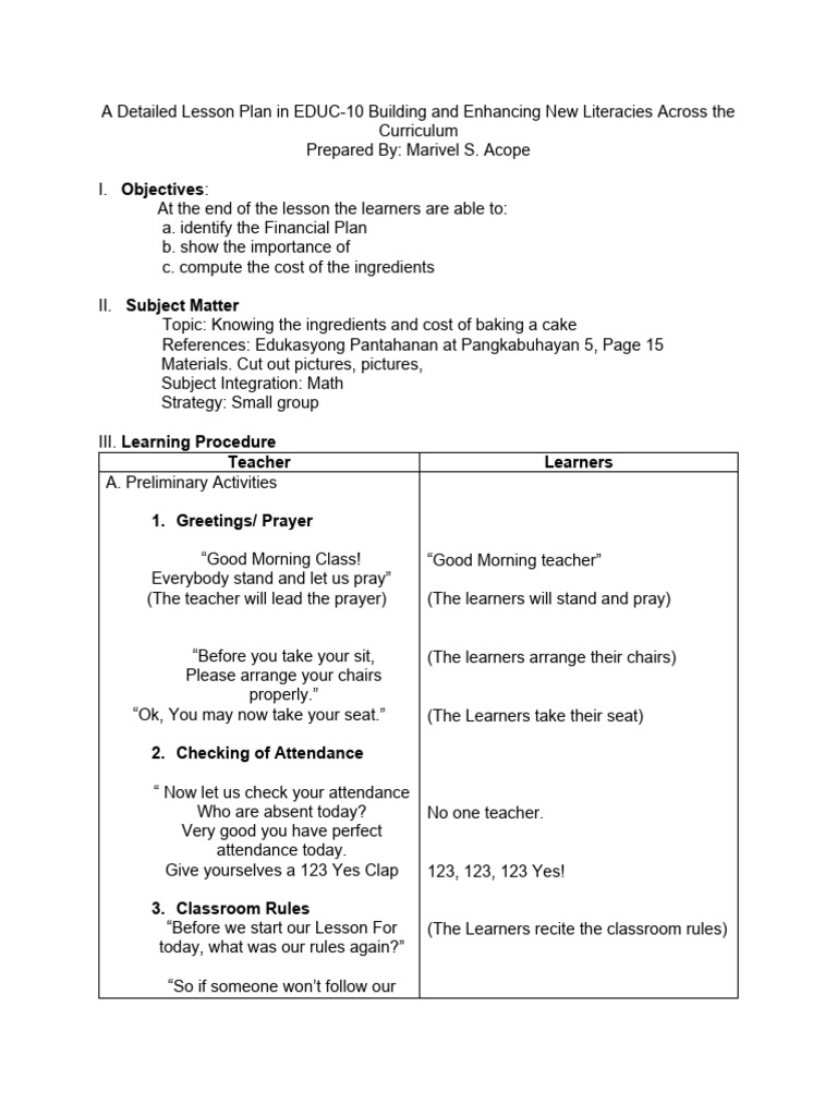 Lesson Plan | PDF | Cakes | Teachers