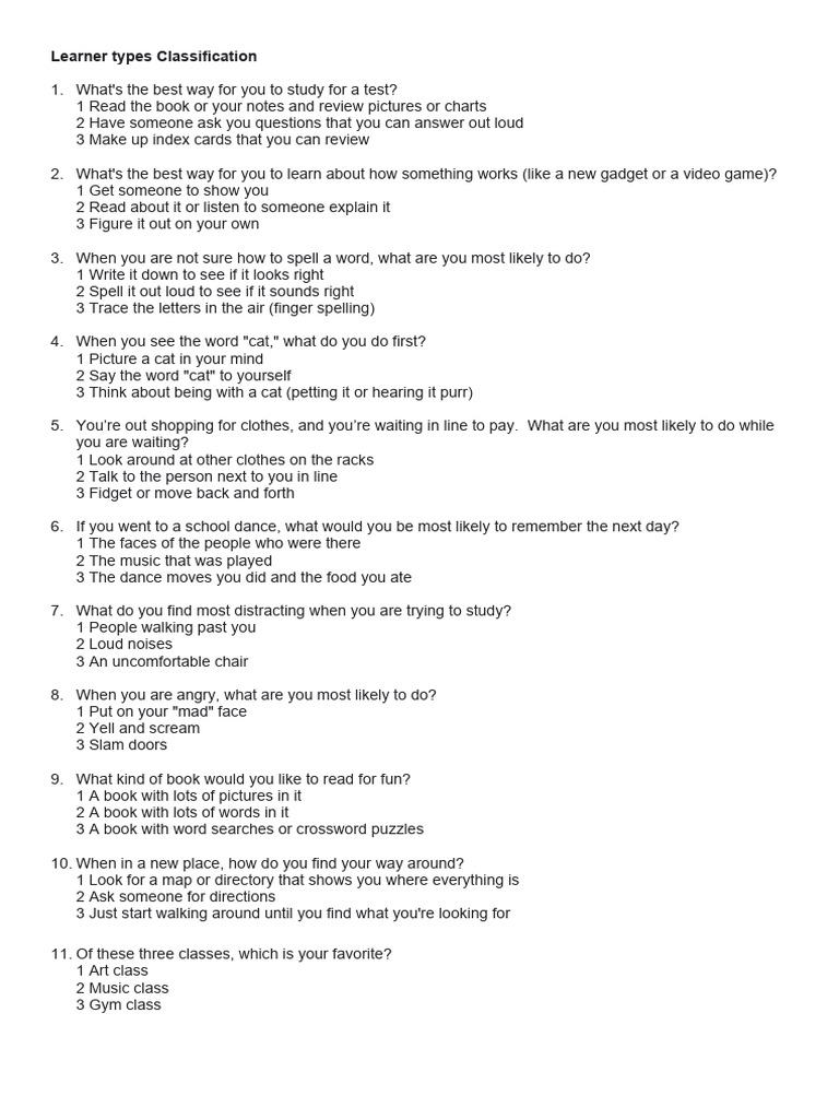 Learner Types Classification | PDF Learner Types Classification | PDF