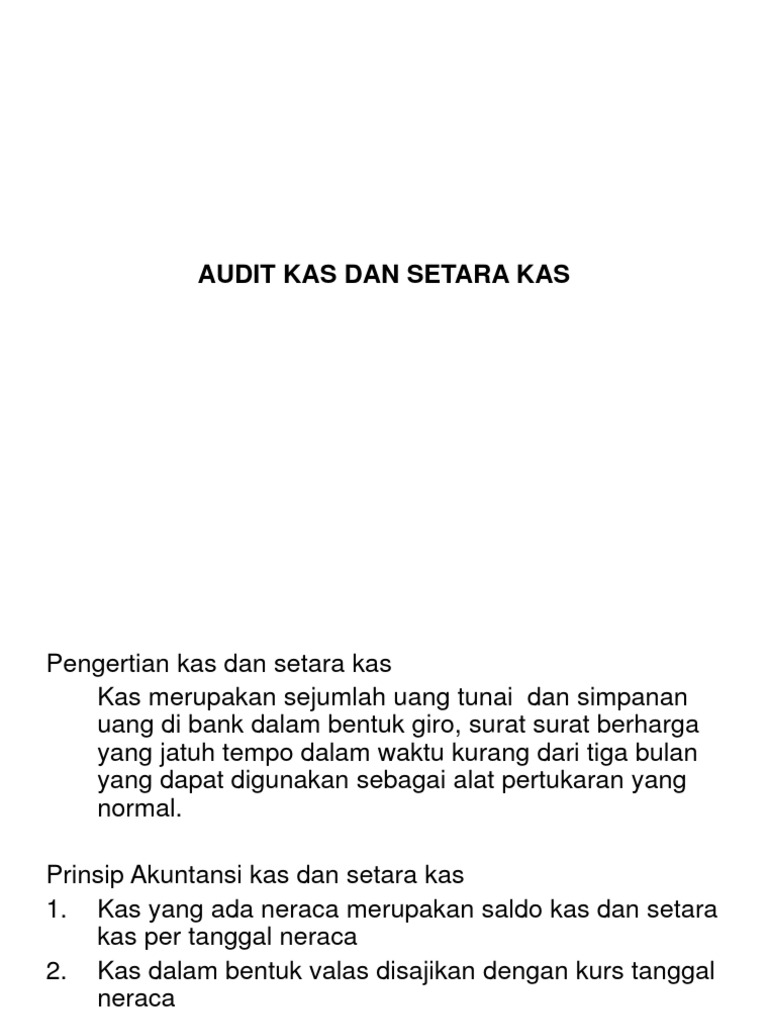 Audit Siklus Kas Dan Setara Kas | PDF | Bisnis | Pengelolaan Keuangan & Uang