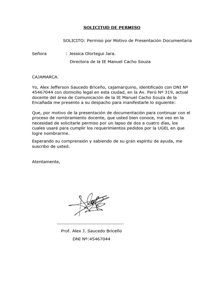 SOLICITUD Permiso | PDF