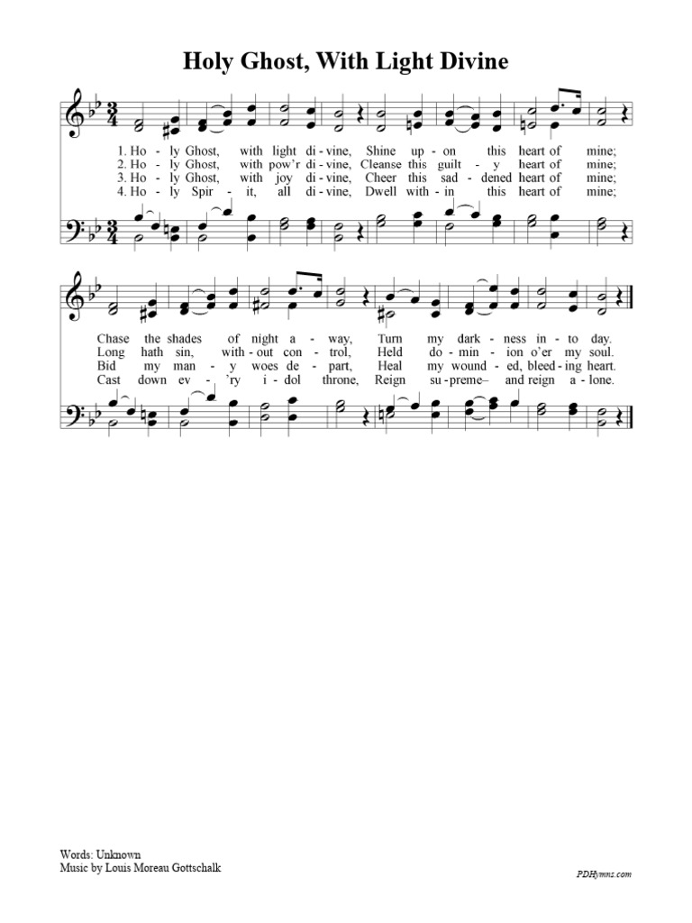 Holy Ghost, With Light Divine Hymn | PDF