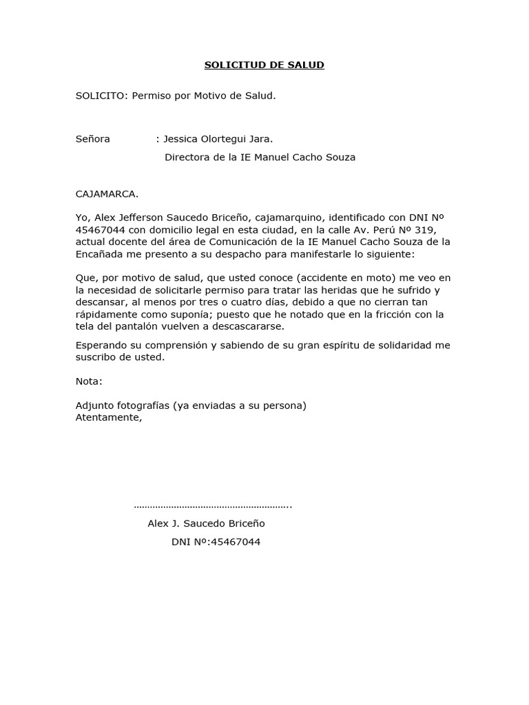 Solicitud Simple de Salud | PDF