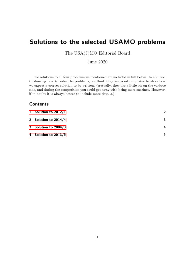 Sol Welcome Usamo | PDF | Numbers | Rectangle