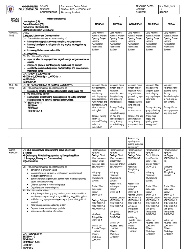 KINDER DLL Week 11 | PDF