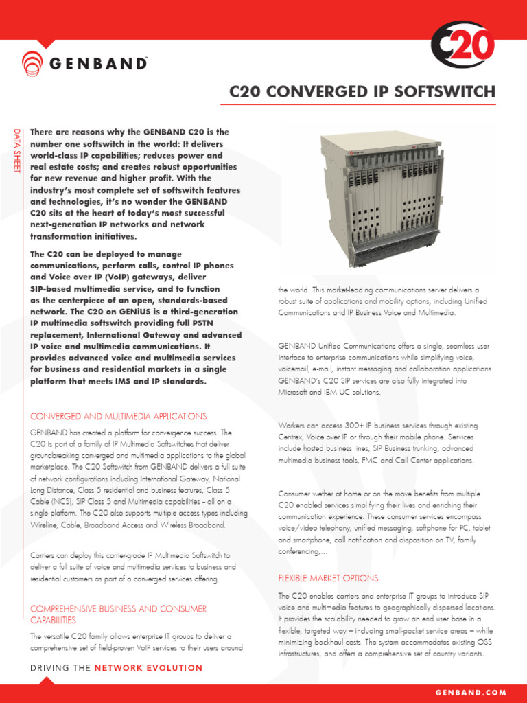 c20 Datasheet | PDF | Session Initiation Protocol | Ip Multimedia Subsystem