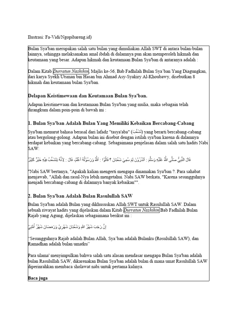 8 Keutamaan Sya'ban | PDF