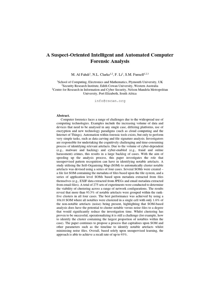 A Suspect Oriented Intelligent Automated Computer Forensic Analysis ...