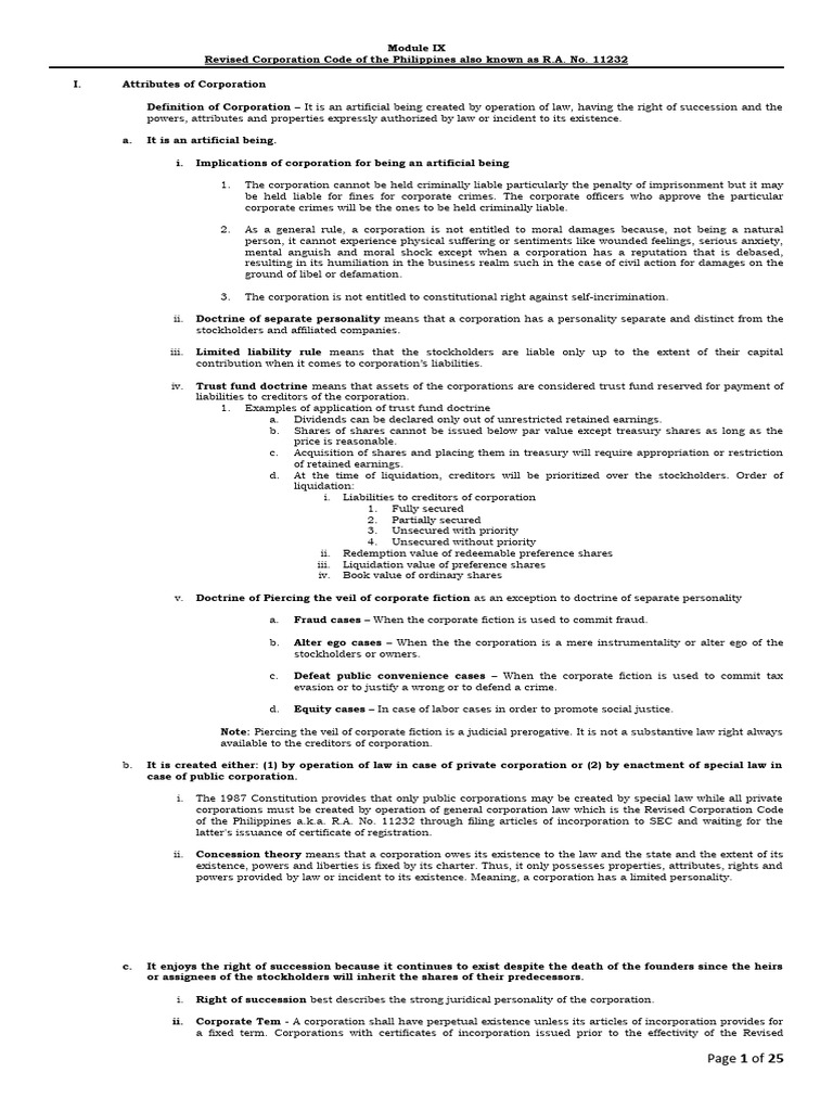 Revised Corporation Code of The Philippines | Download Free PDF ...