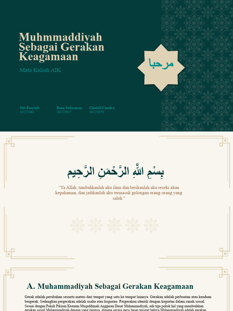 Muhammadiyah Sebagai Gerakan Keagamaan Kel.7 | PDF | Agama & Spiritualitas