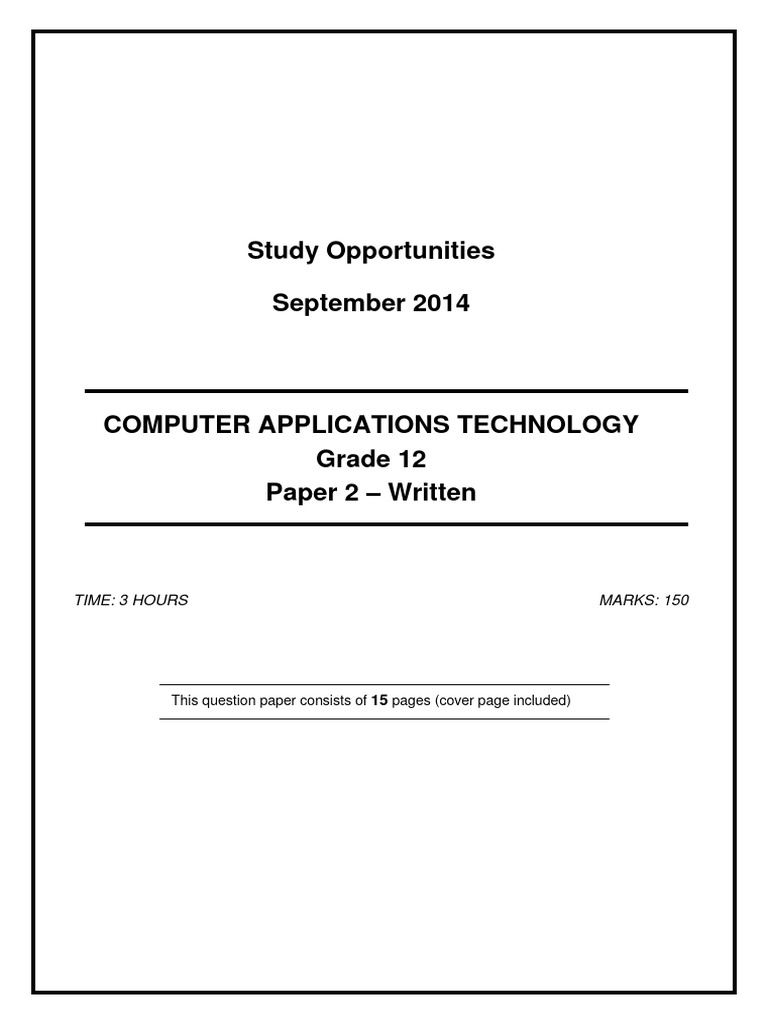 CAT Gr12 THEORY Sept2014 StudyOpp | PDF | World Wide Web | Internet & Web