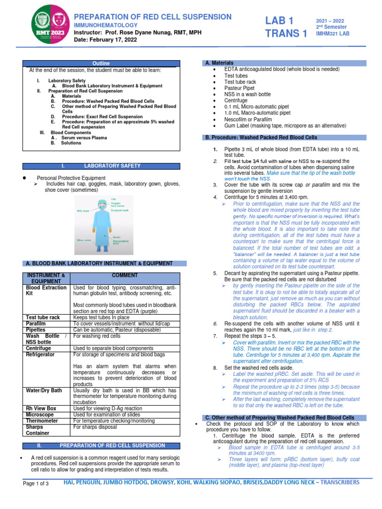 Immunohematology Lab Guide | PDF | Antibody | Blood Plasma