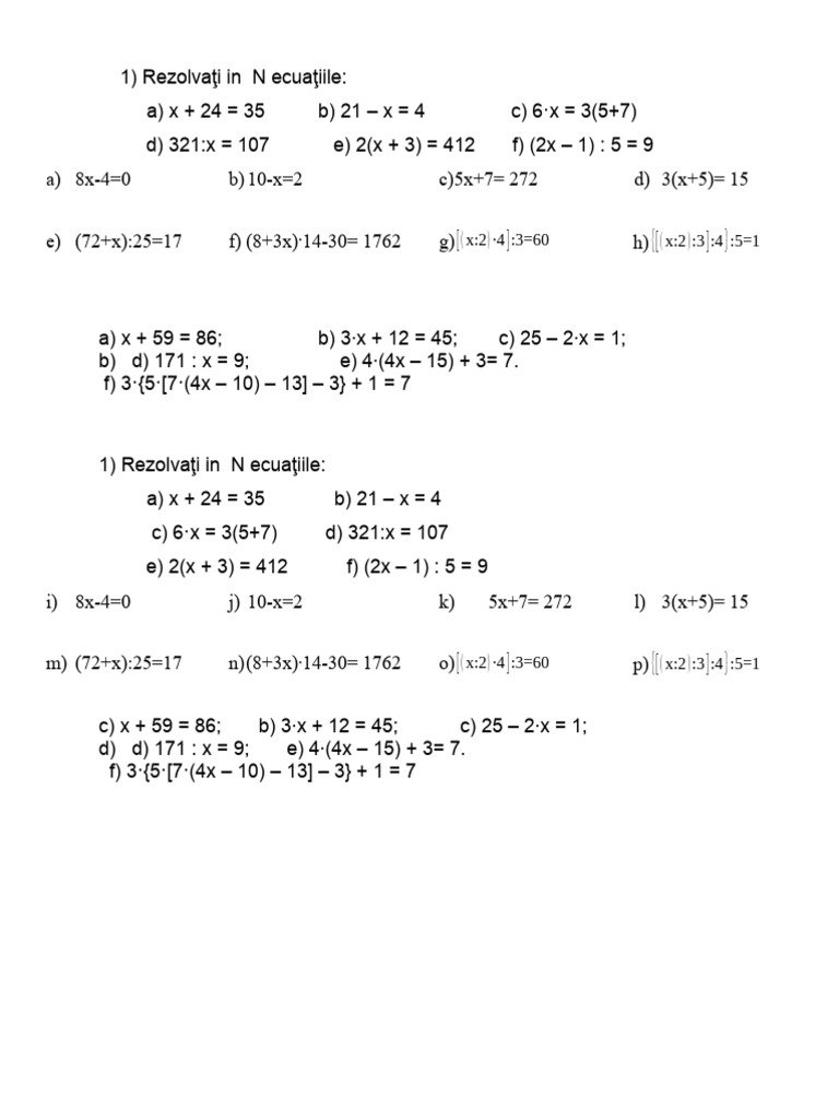 Ecuatii in Multimea Numerelor Naturale | PDF