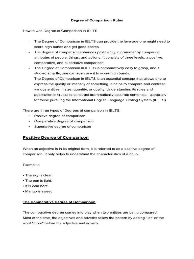 Degree of Comparison Rules | PDF