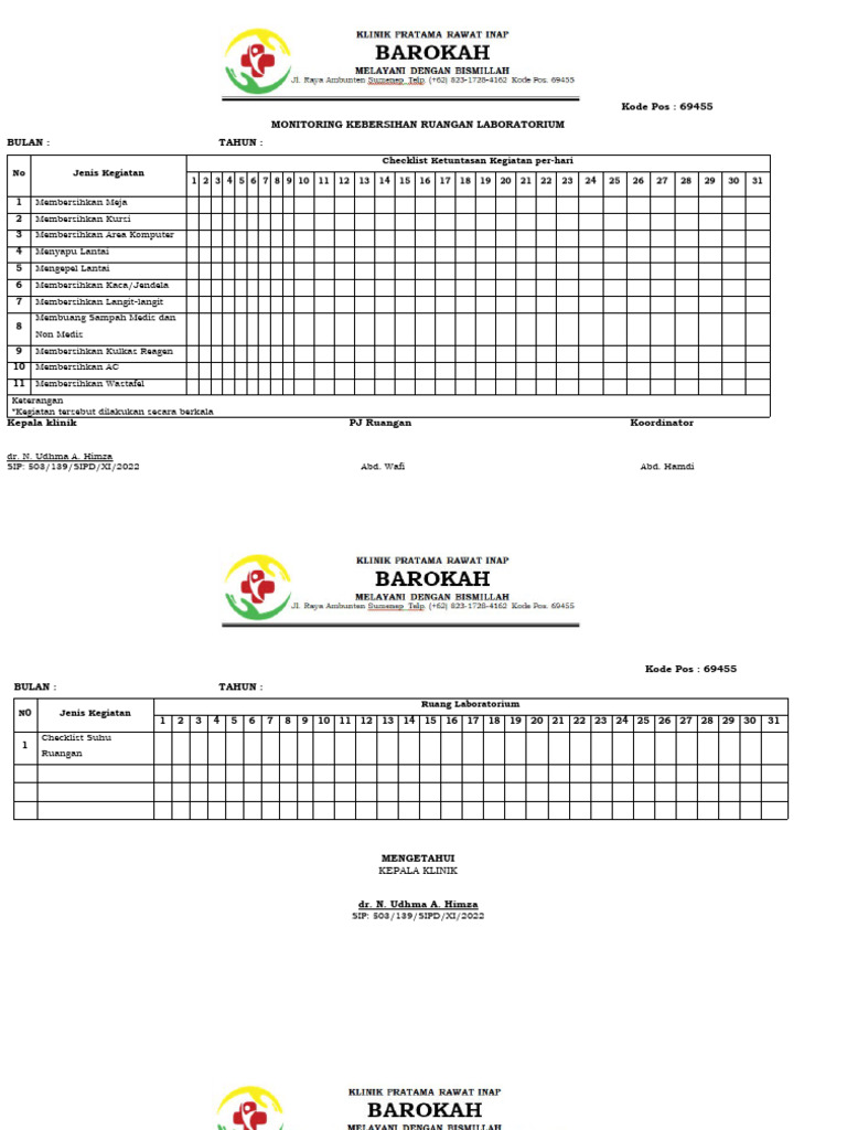 Checklist Ruangan | PDF
