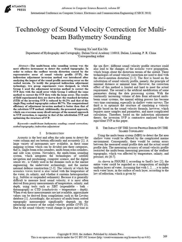 Technology of Sound Velocity Correction For Multi-Beam Bathymetry Sounding | PDF | Science ...