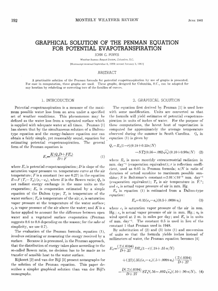 Graphical Solution of Penman Equation | PDF | Evapotranspiration | Nature