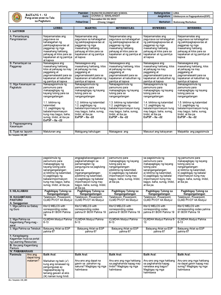 Esp DLL Q2 Week 1 | PDF