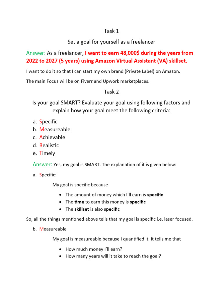 Freelancing Exercise 01 | PDF | Goal | Human Communication