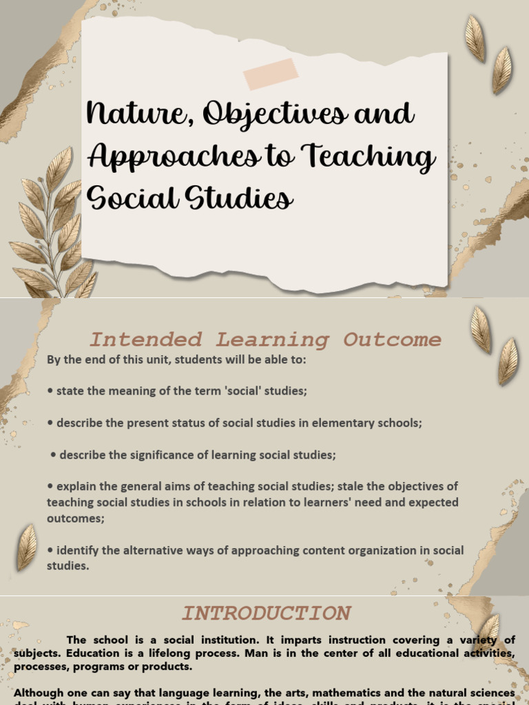 1ST Nature Goals and Objectives of SS | Download Free PDF | Social ...