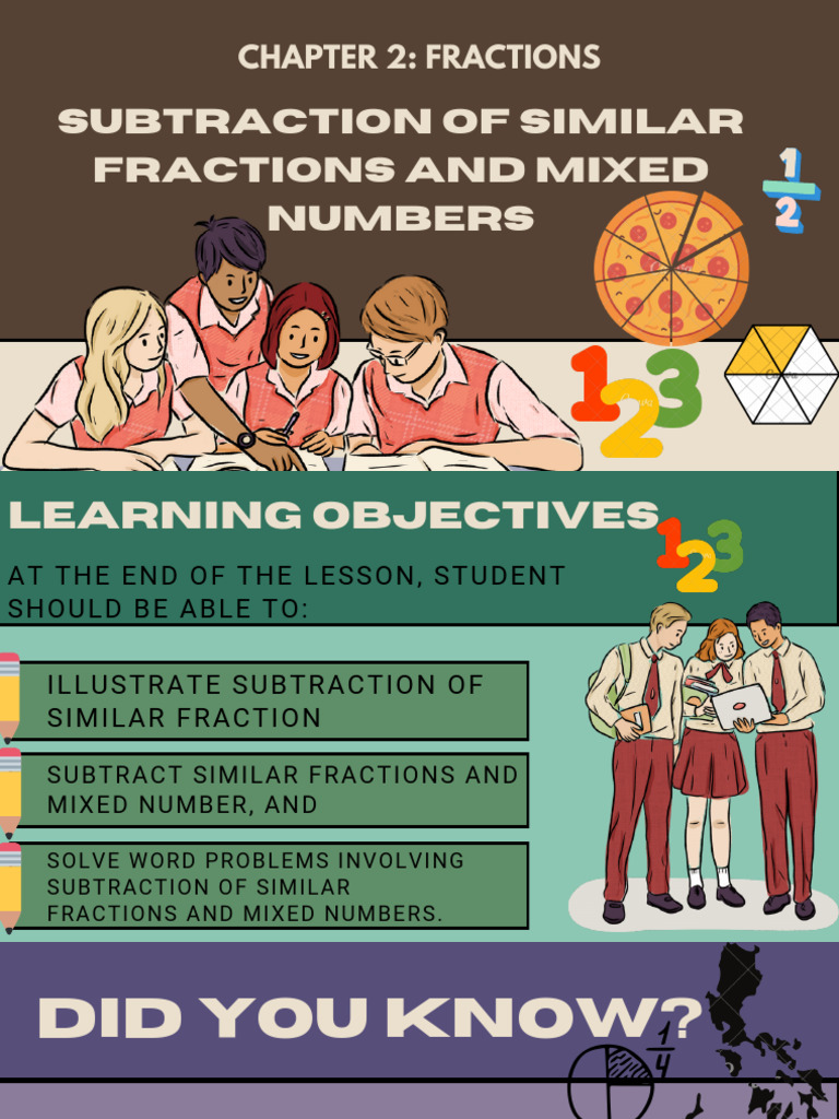 Subtraction of Similar Fractions and Mix Numbers | PDF