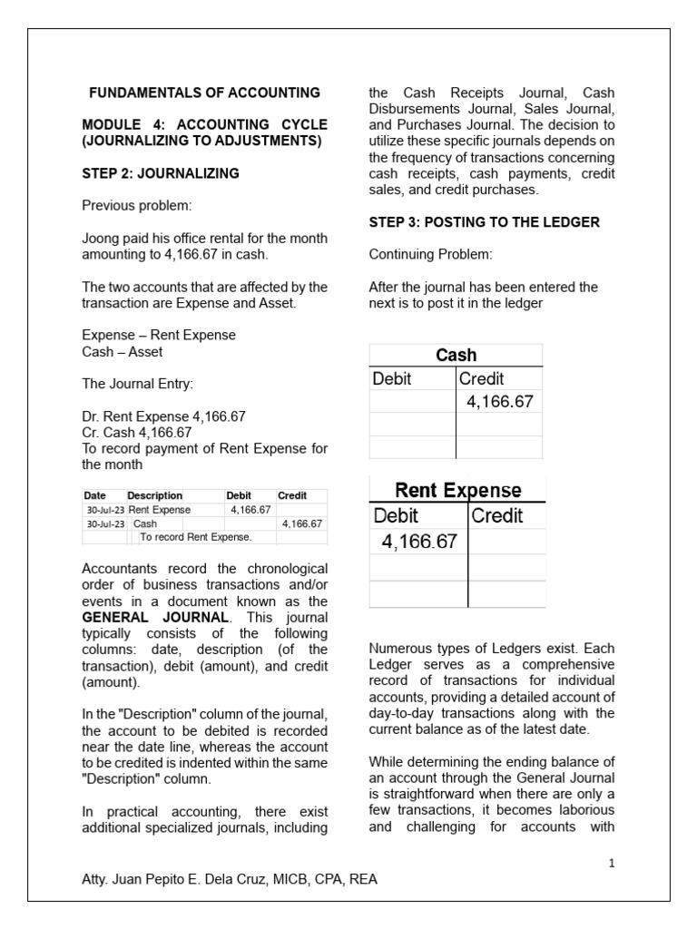 Module 4 Accounting Cycle (Journalizing To Adjustments) | PDF | Debits And Credits | Service ...