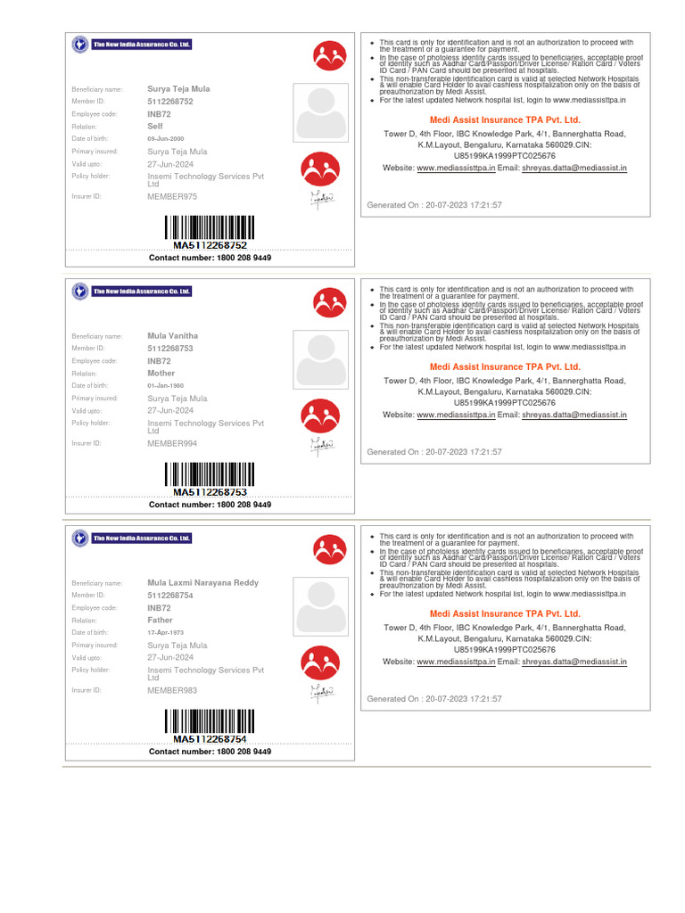 INB72 ECard | PDF | Identity Document | Hospital