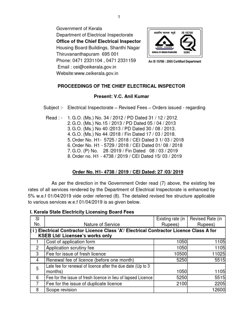 Revised Fee-From 2019 April | PDF | License | Electrical Engineering