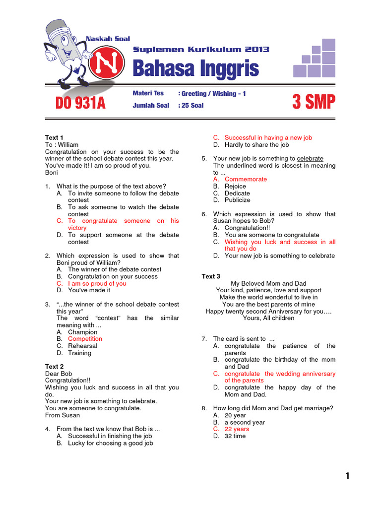 Bhs Ingg Greeting SMP | PDF